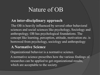 Organizational behavior its nature and importance | PPTX