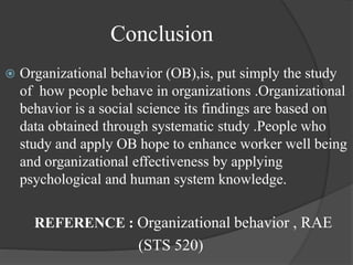 Organizational behavior its nature and importance | PPTX
