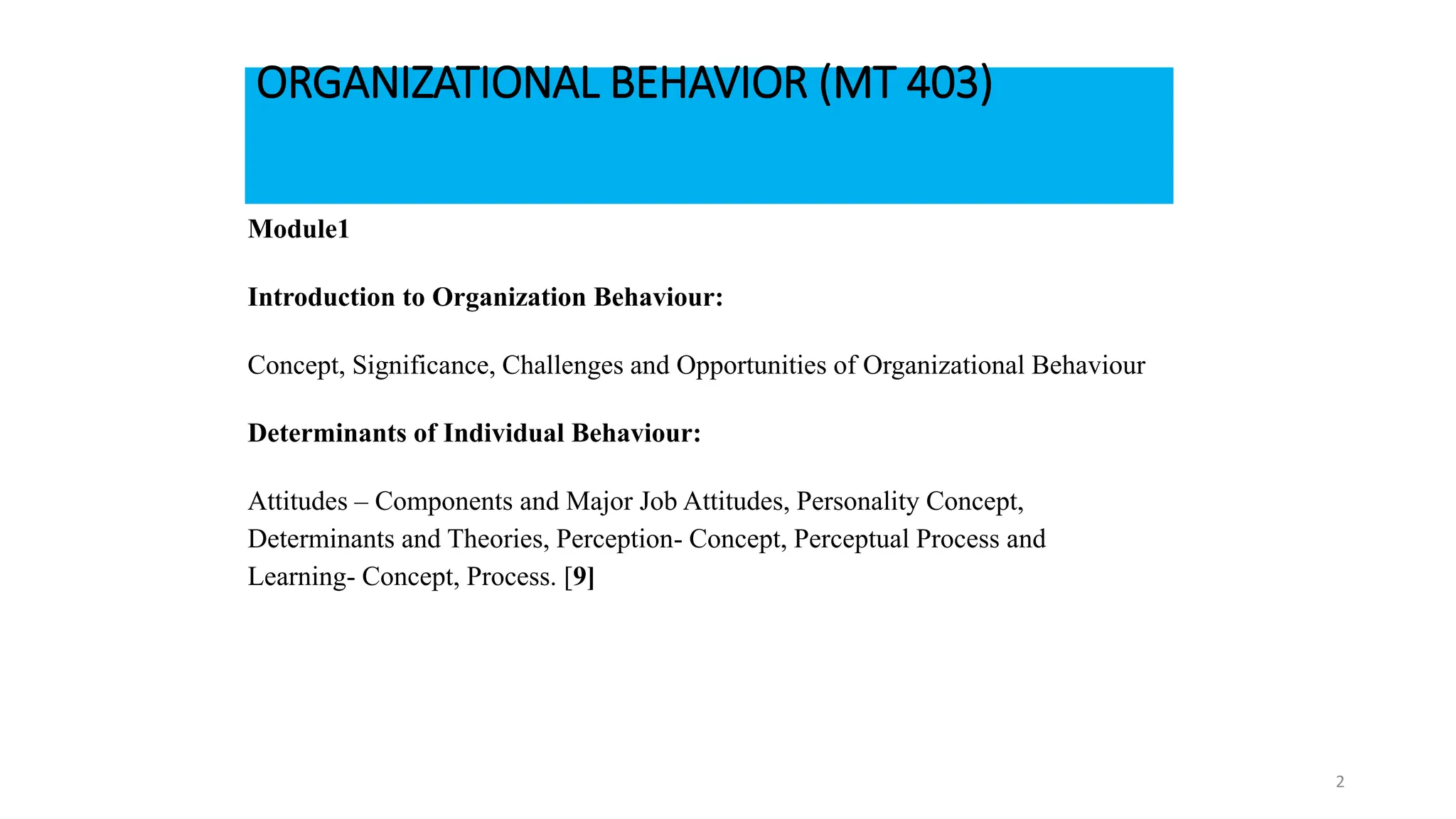ORGANIZATIONAL BEHAVIOUR_Module 1 _Personality.pptx
