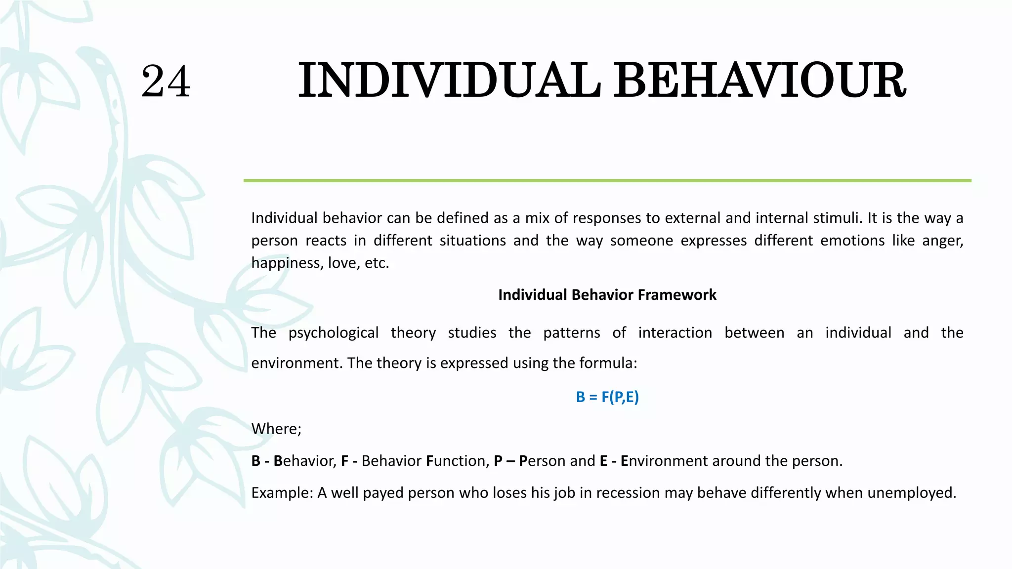 Personality & Individual Behaviour | PPTX