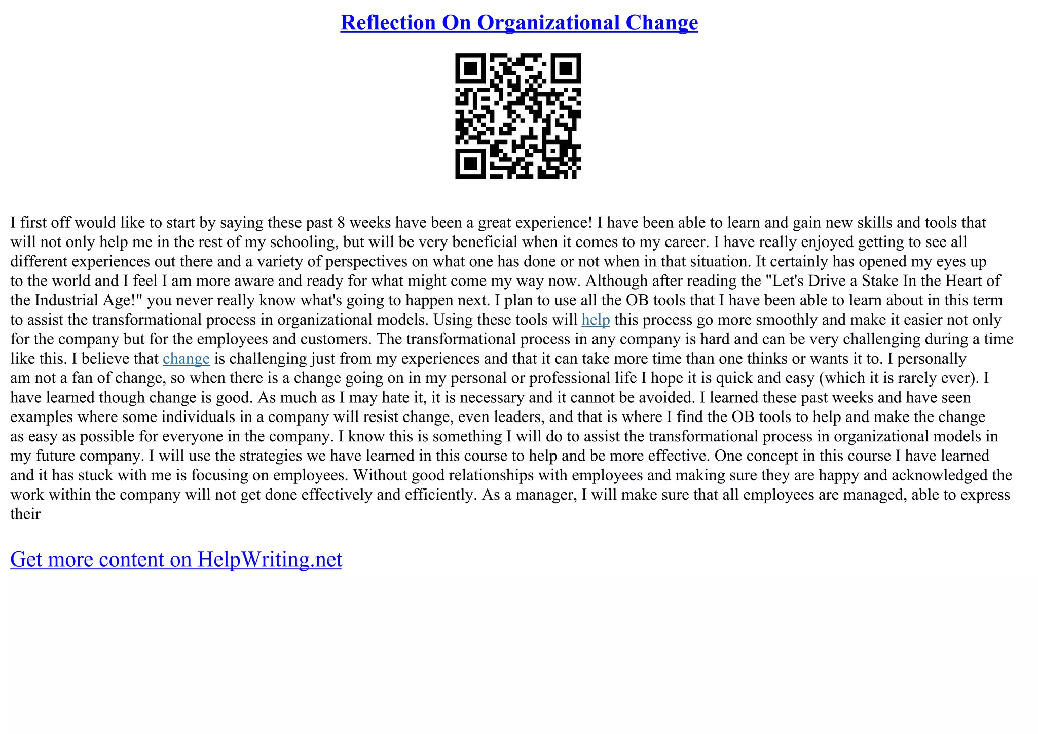 Organizational Change | PDF