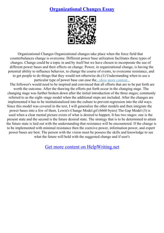 Organizational Change Essay | PDF