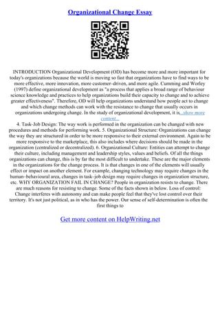 Organizational Change Essay | PDF