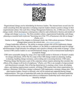 Organizational Change Essay | PDF
