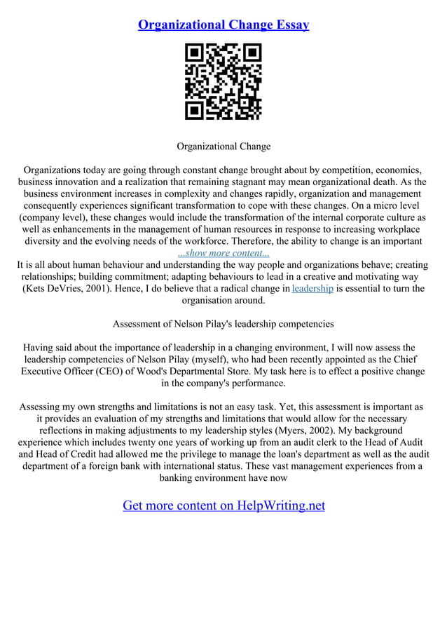Organizational Change Essay | PDF