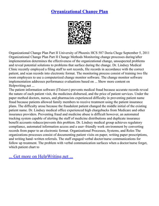 Organizational Change Plan | PDF