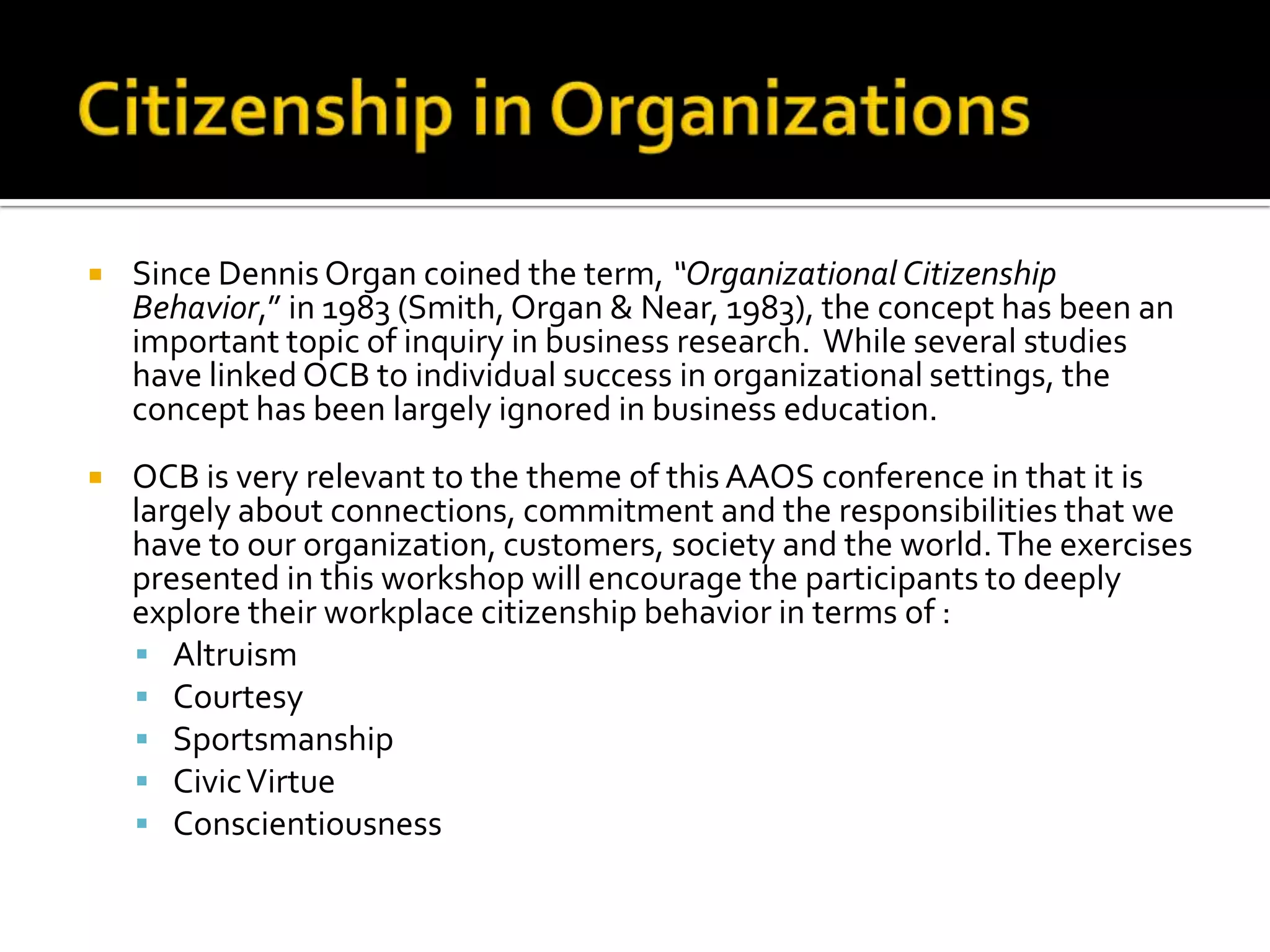 Organizational citizenship behavior (ocb) | PPTX