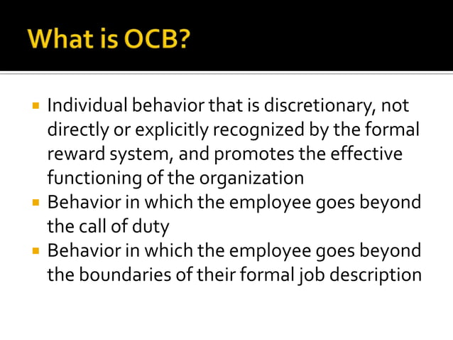 Organizational citizenship behavior (ocb) | PPT