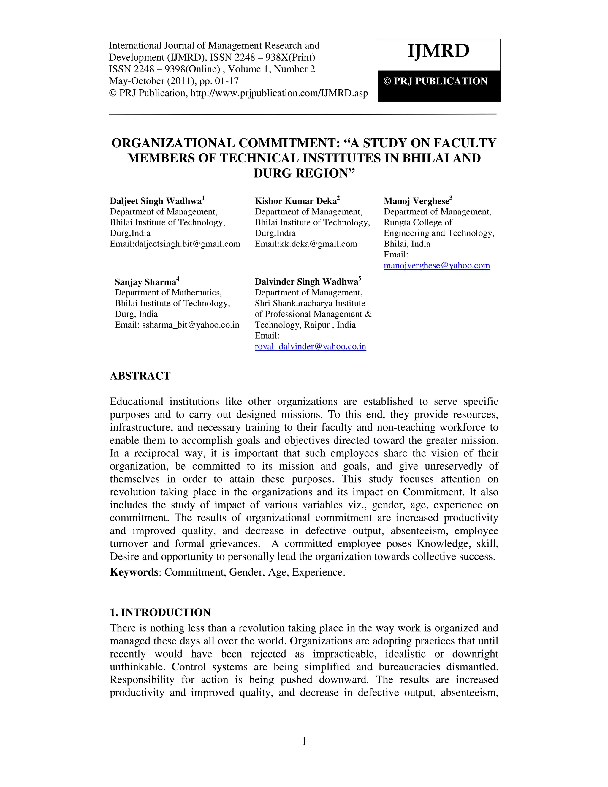 Organizational commitment | PDF