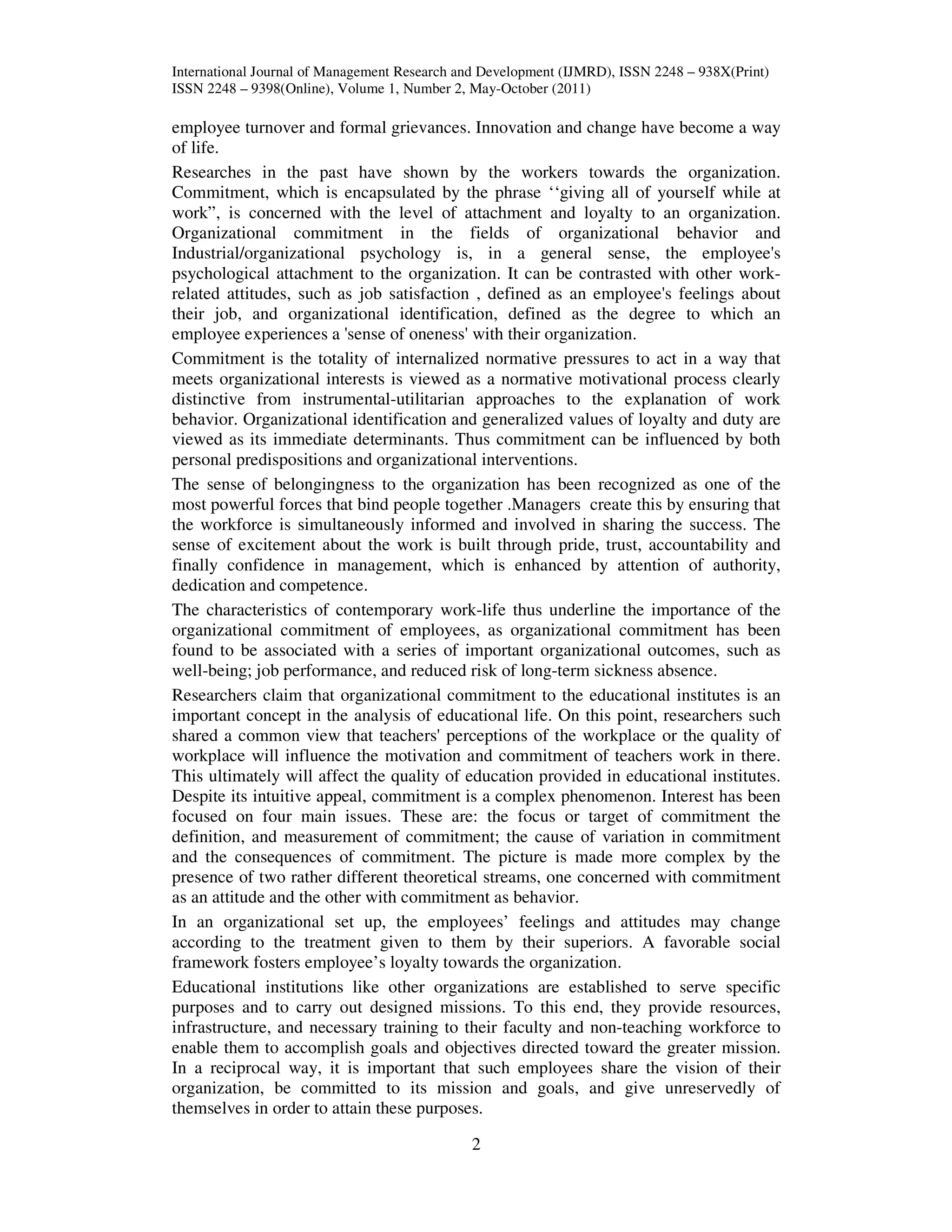 Organizational commitment | PDF