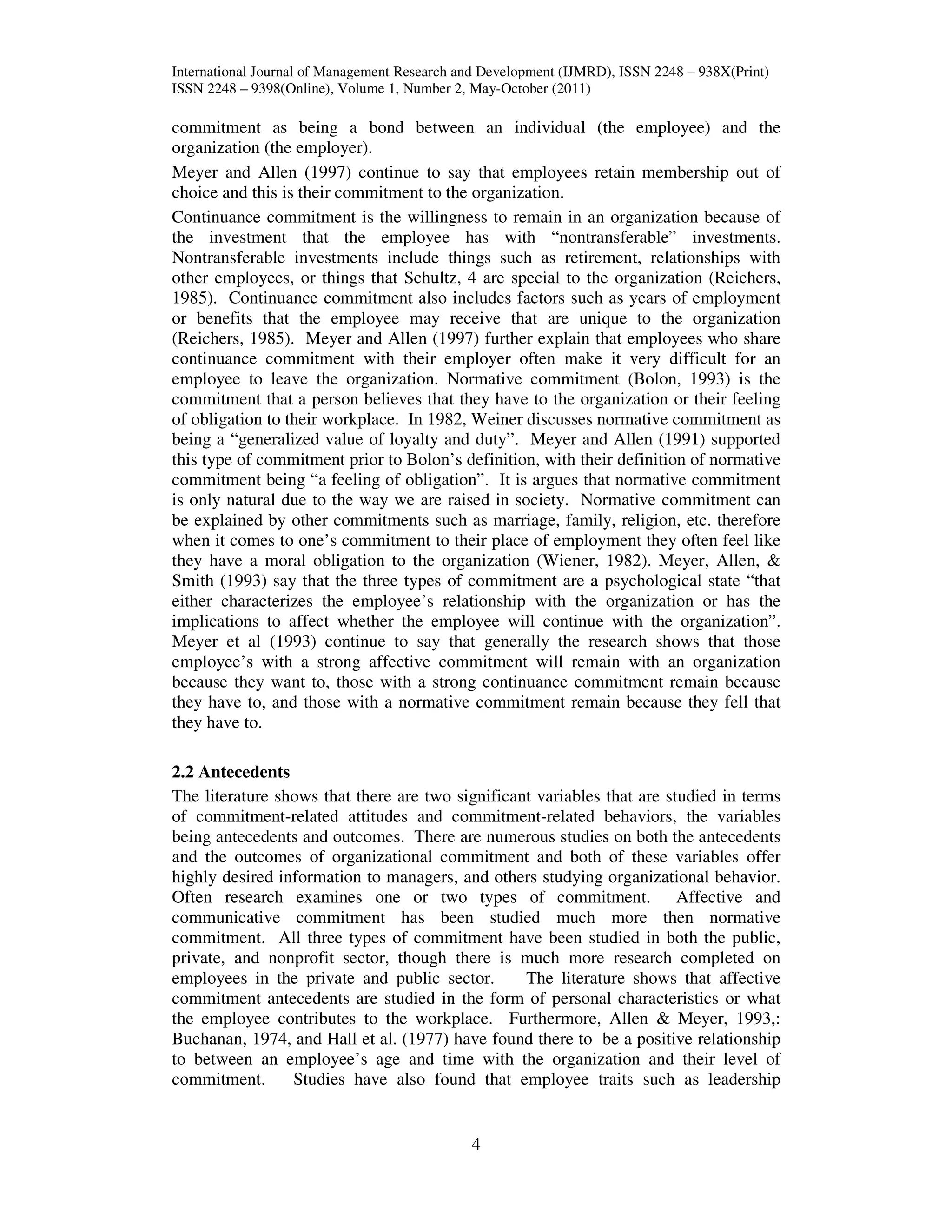 Organizational commitment | PDF