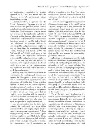 Organizational commitment profiles and job satisfaction among Greek private and public sector ...