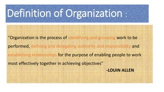 ORGANIZATION CONCEPT AND PRINCIPLES OF ORGANIZATION | PPTX