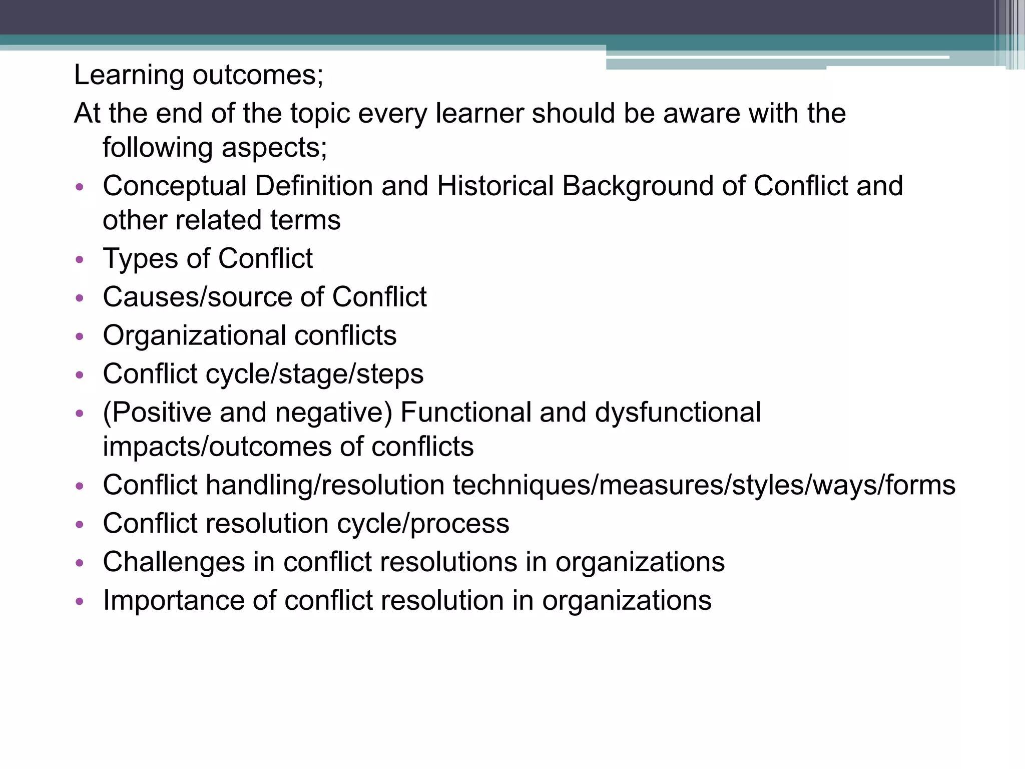 Resolving Organizational conflicts | PPTX | War and Conflicts