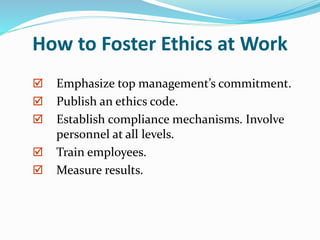 Organizational culture and ethical behavior | PPTX