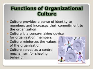 Organizational culture for human behavior in organization | PPTX