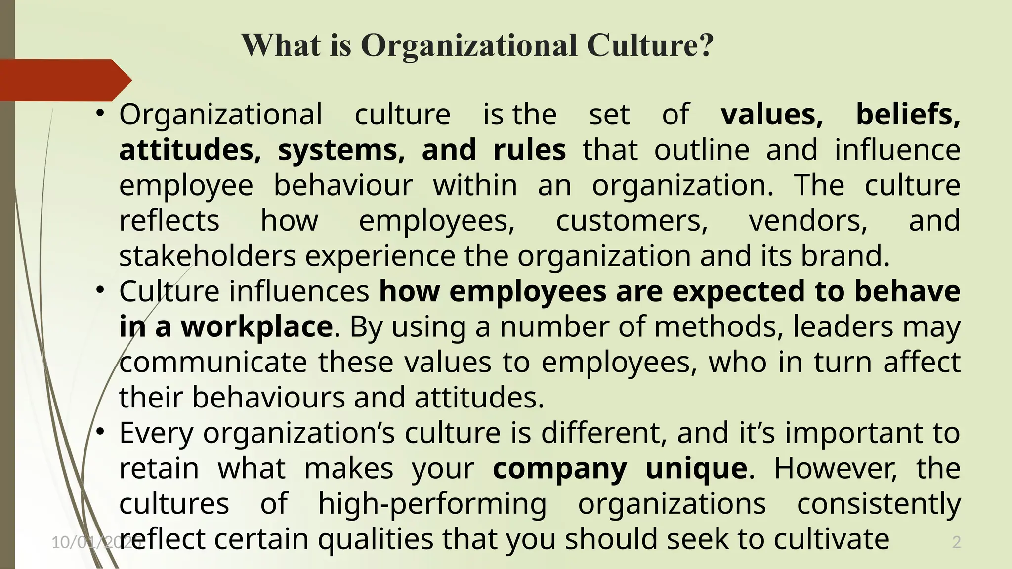 It states about Organizational culture of management | PPTX