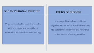 Organizational Culture & Ethics in Business | PDF