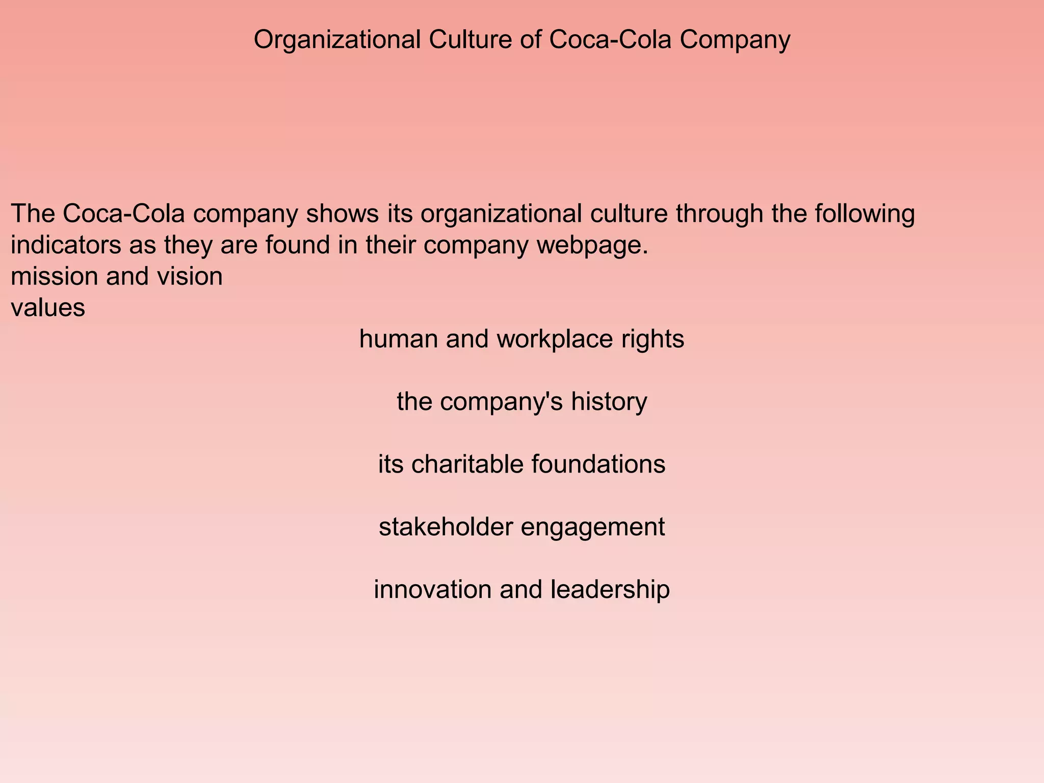 Organizational culture of coca cola | PPTX