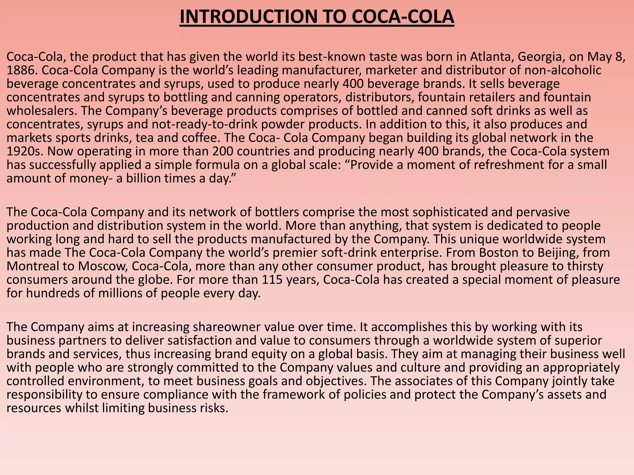 Organizational culture of coca cola | PPTX