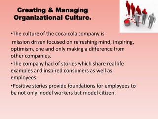 Organizational culture of coca cola | PPTX