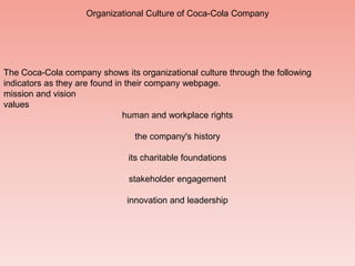 Organizational culture of coca cola | PPTX