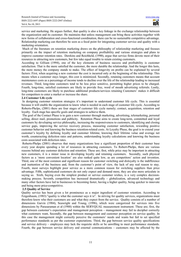 Organizational customers’ retention strategies on customer satisfaction ...