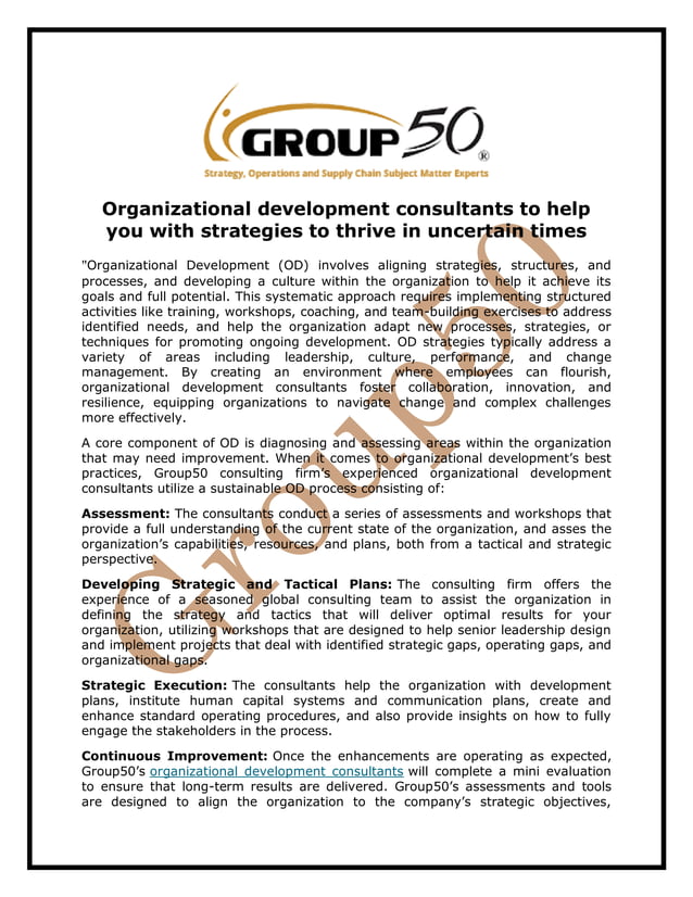 Organizational Development Consultants - Group50 | PDF