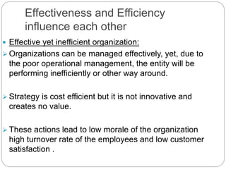 Organizational effectiveness vs efficiency | PPTX