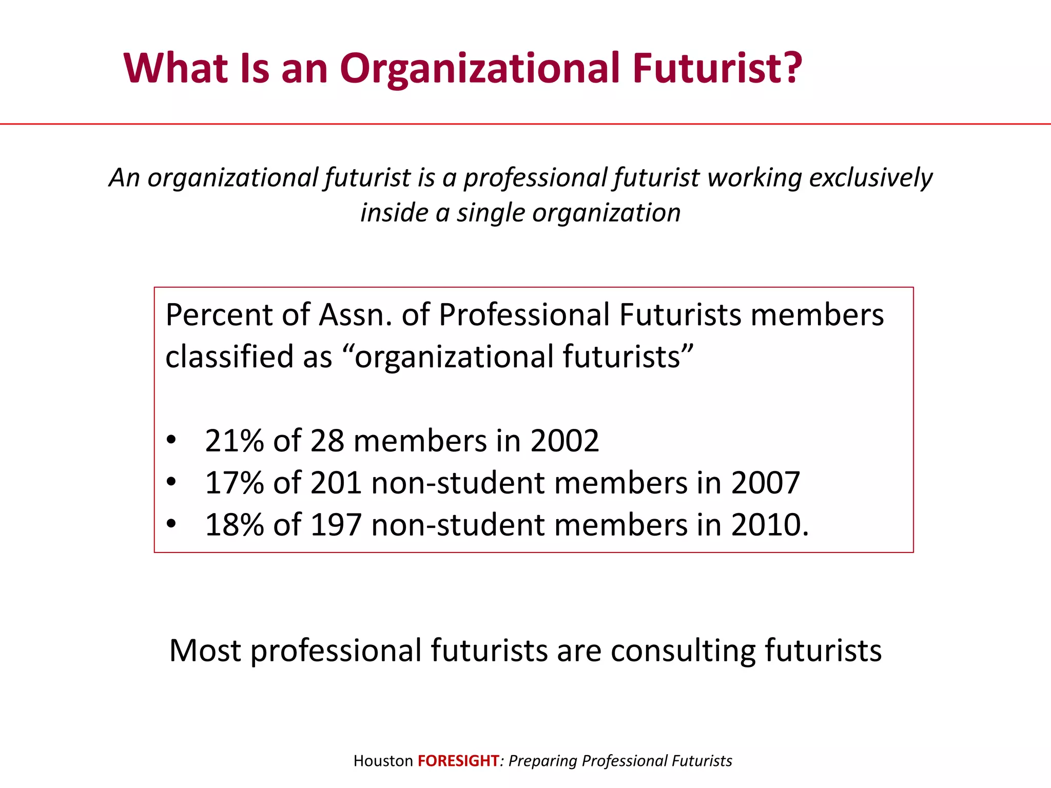 An Organizational Futurist for Integrating Foresight into Organizations ...