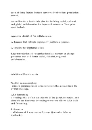 Organizational Leadership Community Collaboration ProjectIn .docx