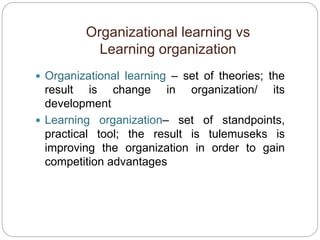 Organizational learning theory | PPTX | Business | Business and Finance