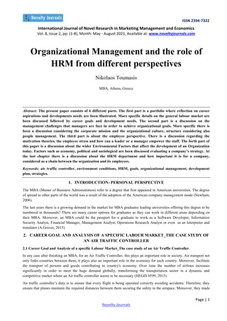 Organizational Management and the role of HRM from different ...