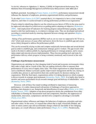 Organizational performance; the role of knowledge management and performance measurement | PDF