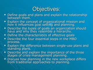 Organizational planning and goal setting . | PPT