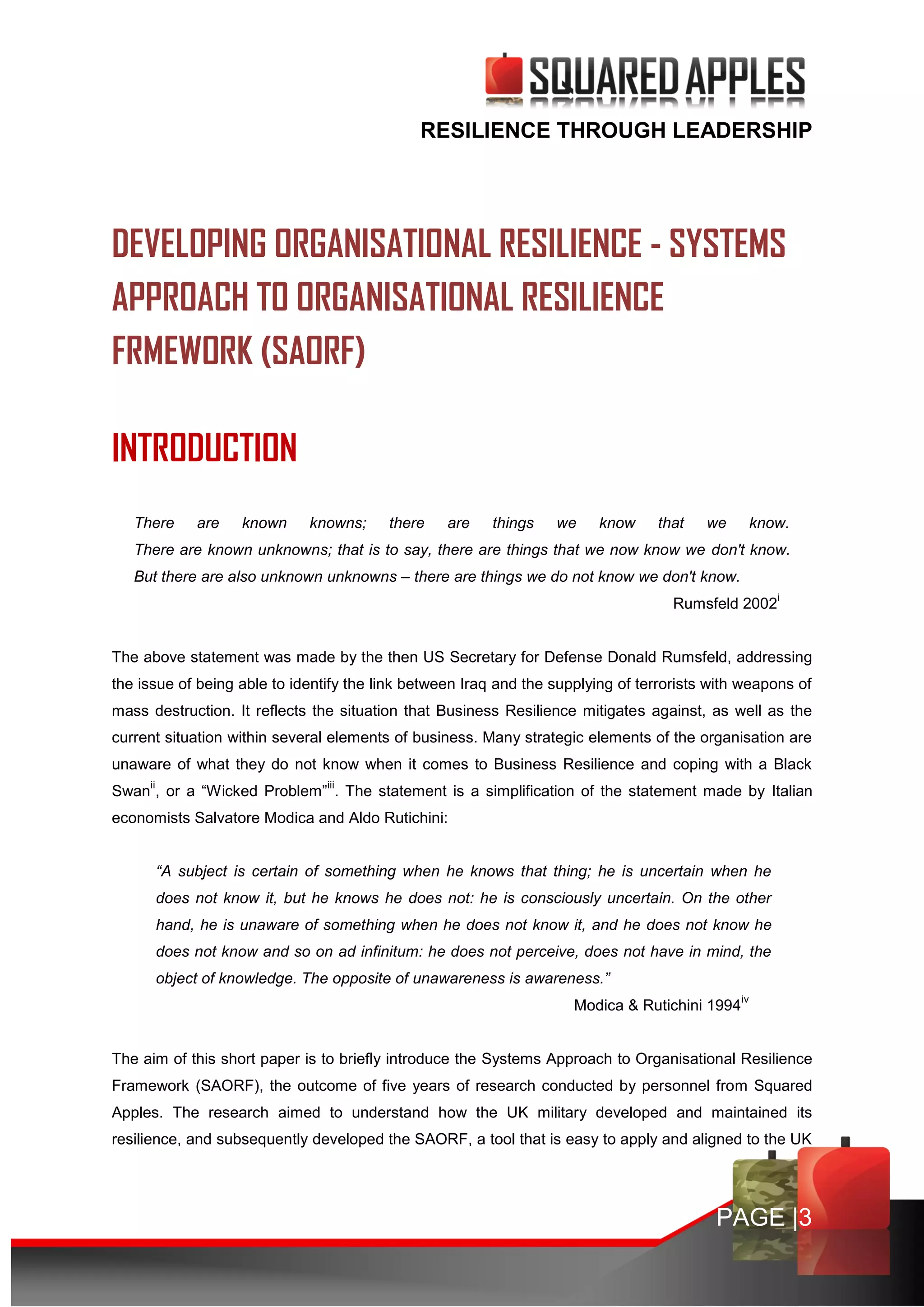 Organizational Resilience Model | PDF