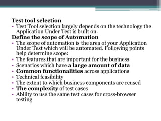 Organizational responsibilities and test automation | PPTX
