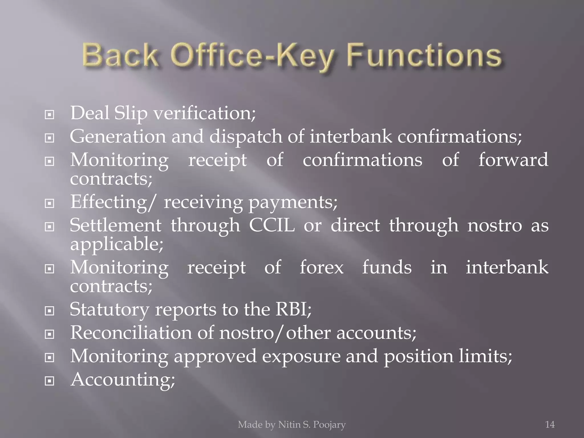 Organizational setup of a bank treasury | PPTX