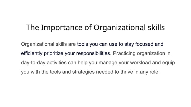 Organizational Skills / Organizational abilitiese | PPT