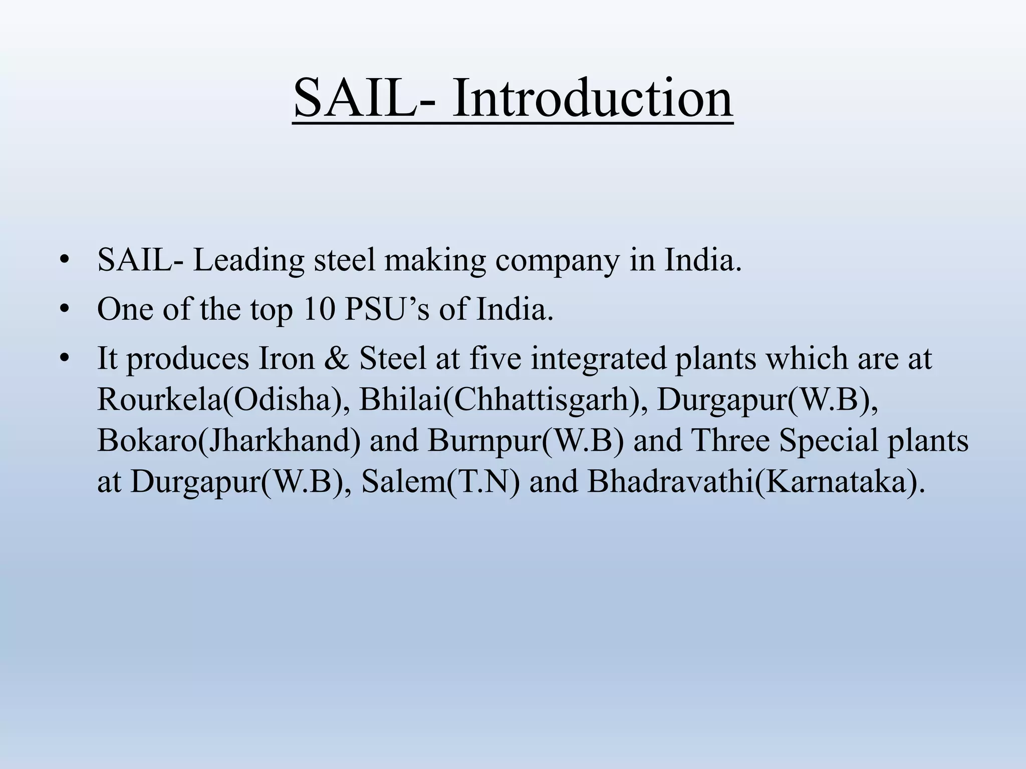 Organizational structure of SAIL | PPTX