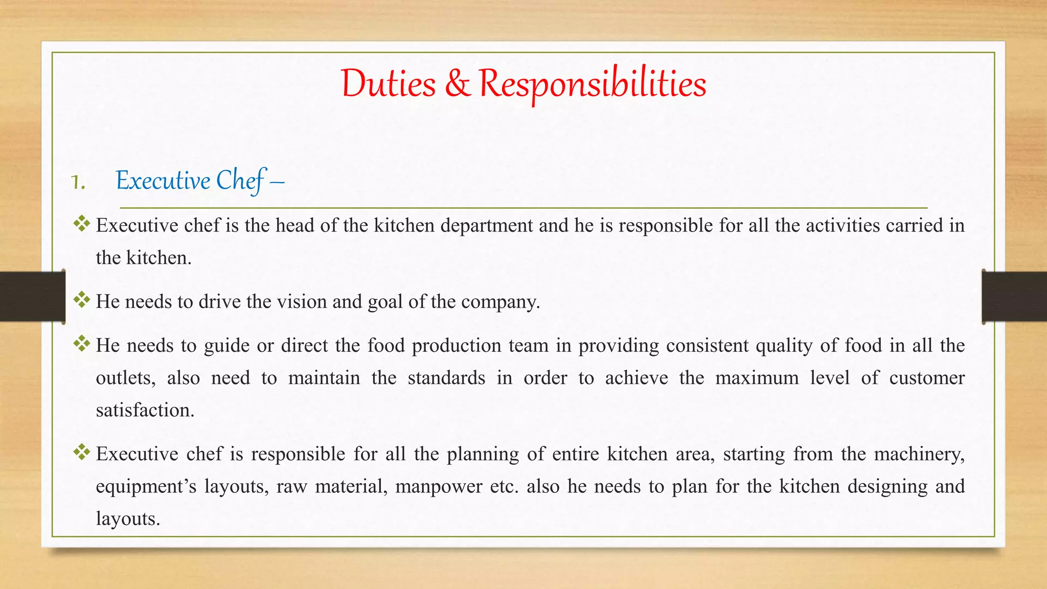 Organizational structure in kitchen | PPTX