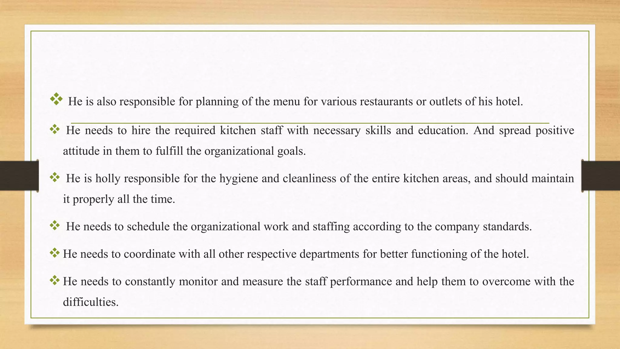 Organizational structure in kitchen | PPTX