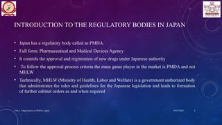 Organizational structure of the Regulatory body in Japan (PMDA).pptx