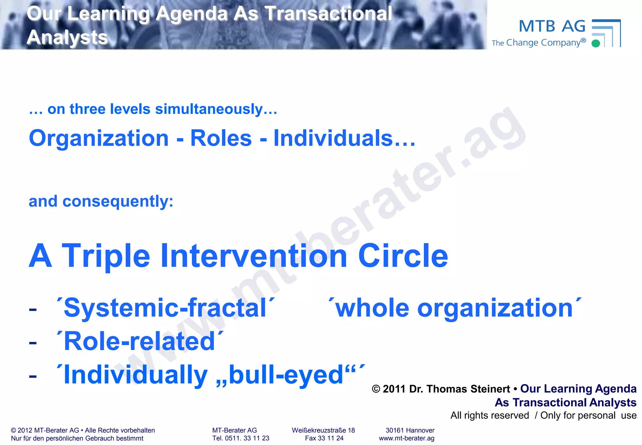 Organizational tranactional analysis (steinert) | PDF