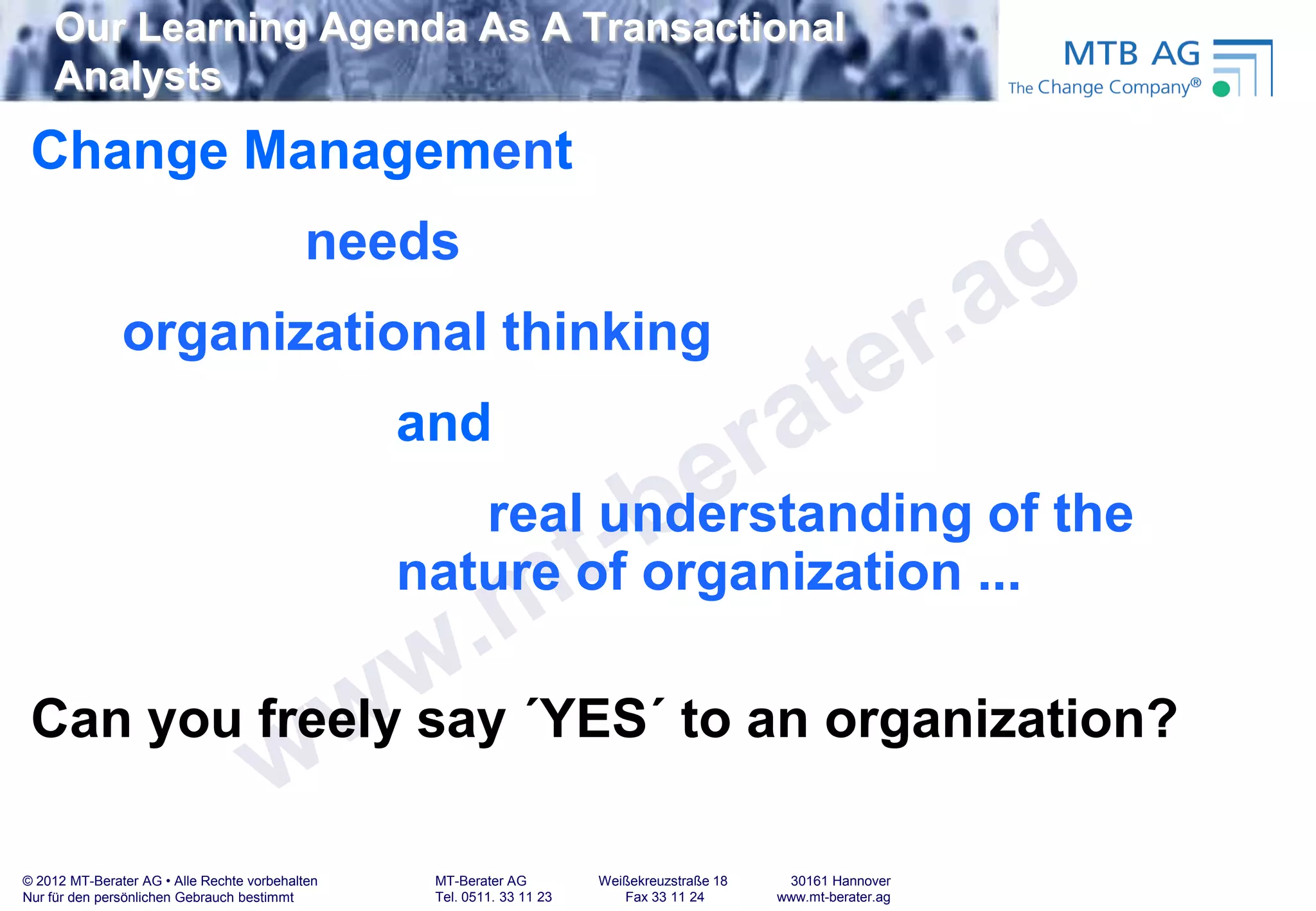 Organizational tranactional analysis (steinert) | PDF