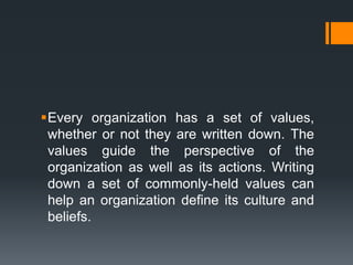 Organizational values, vision & mission | PPTX