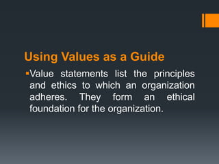 Organizational values, vision & mission | PPTX
