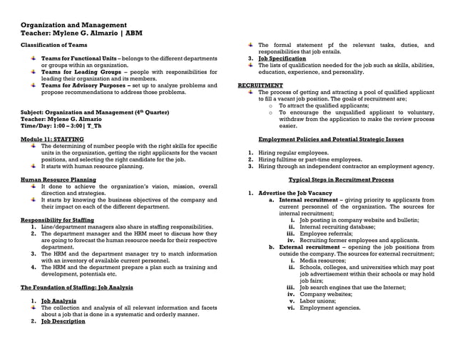 Organization and management | PDF