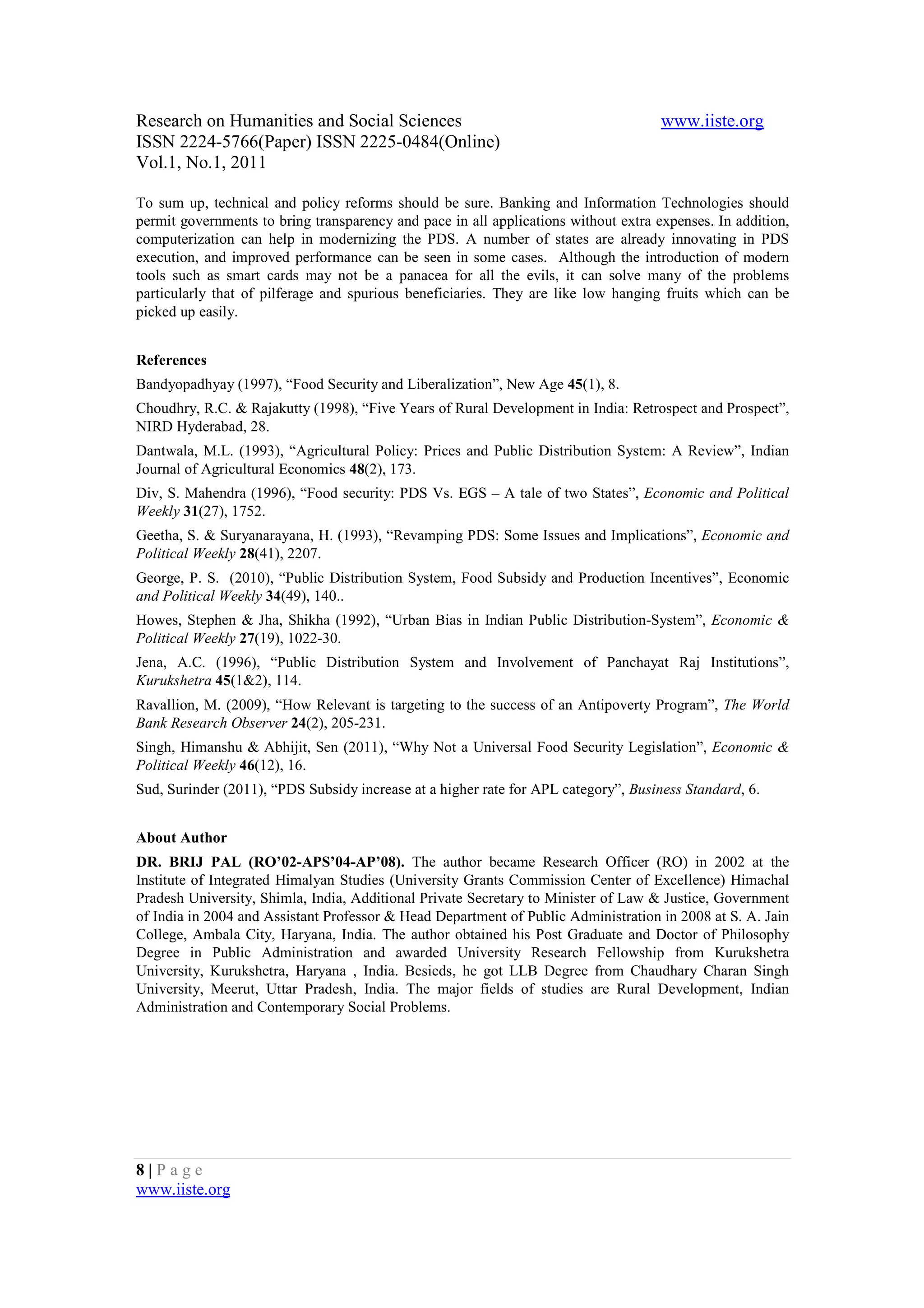 Organization and working of public distribution system in india a ...