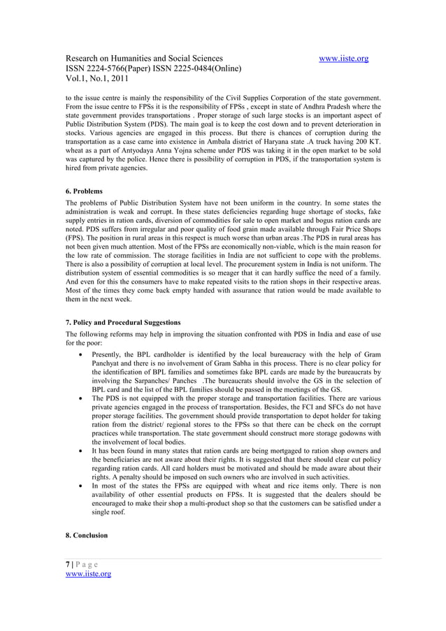 Organization and working of public distribution system in india a ...